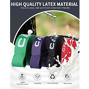 CANWAY Pull Up Assistance Bands, Resistance Bands Set Workout Stretch Fitness Bands, Heavy Duty Exercise Bands for Body Working Out,Powerlifting,Training, Set of 4, with Instruction Guide,Carrying Bag