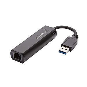 Amazon Basics USB 3.0 to 10/100/1000 Gigabit Ethernet Internet Adapter & RJ45 Cat-6 Ethernet Patch Internet Cable - 3 Foot (0.9 Meters)