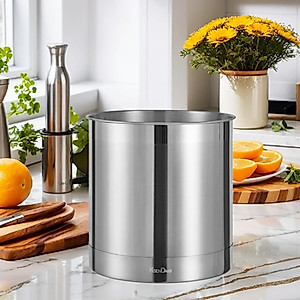 KSENDALO Jombo Steel Holder Utensil Crock 7inch Tall,Utility Sturdy Heavy Large Utensils Holder Stainless Silverware Holder for Kitchen Home and Office…