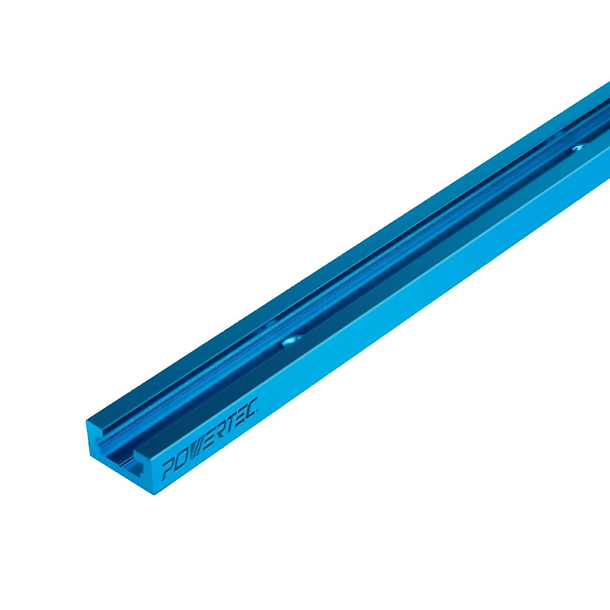 POWERTEC 71067V 48 Inch Double-Cut Profile Universal T-Track with Predrilled Mounting Holes, 1PK, Aluminum T Track for Woodworking Jigs and Fixtures, Drill Press Table, Router Table, Workbench