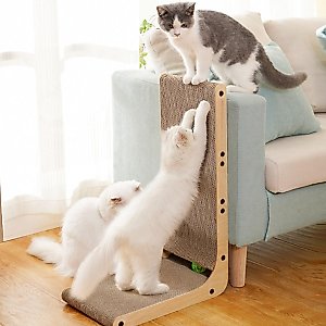Familypoint Cat Scratcher, Cat Scratching Post, Cardboard Cat Scratching Board with Ball Toy, Large Vertical L Shape Cat Scratcher Scratch Pads Cat Toys for Indoor Cats, Catnip