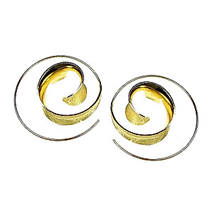 Earrings Spiral Hanging - Gold Plated - 925 Sterling Silver - Boho Spiral Stud Earrings - Gift Box