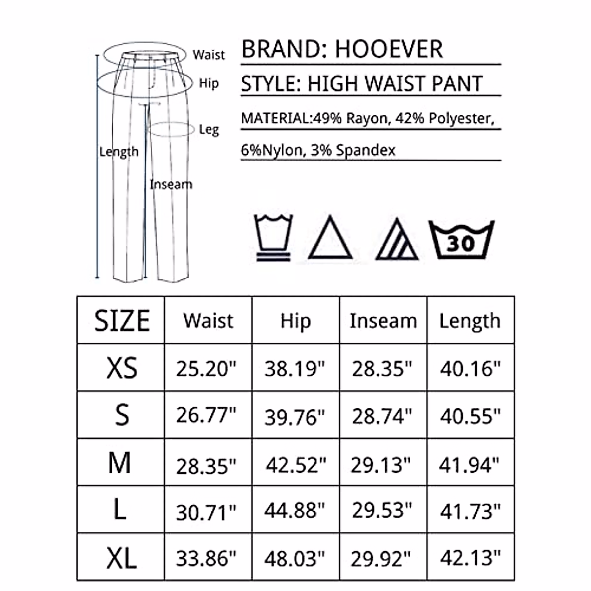 Hooever Womens Casual High Waisted Wide Leg Pants Button Up Straight Leg Trousers (White, M)