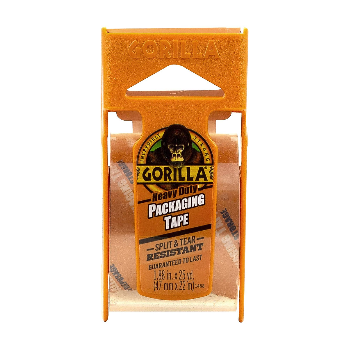 Gorilla Heavy Duty Packing Tape with Dispenser for Moving, Shipping and Storage, 1.88" x 25 yd, Clear, (Pack of 6)