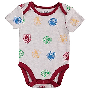 Harry Potter Baby Boys’ Short Sleeve Bodysuit Multipack Gift For Baby Girl or Boy Baby Clothes (Burgandy/Grey/White, 0-3 Months)
