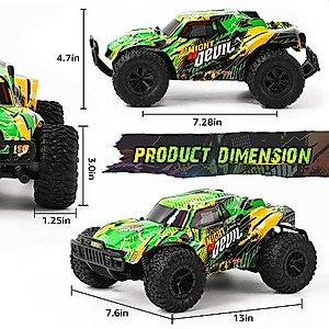 kolegend RC Cars 13 Inch Colorful Bodylight Remote Control Car for Boys 50+min Play with 2 Rechargeable Batteries, 20 km/h All Terrains Off Road RC Trucks Birthday Gift