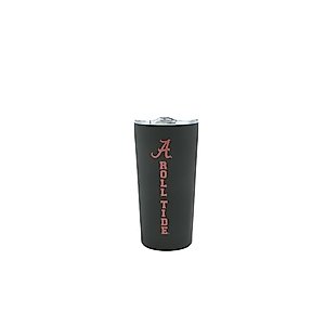 Decorvo Officially Licensed Collegiate Stainless Steel Tumbler - Double Walled Insulated Travel Thermos with Slide Lid - 18 oz (Alabama - Black)