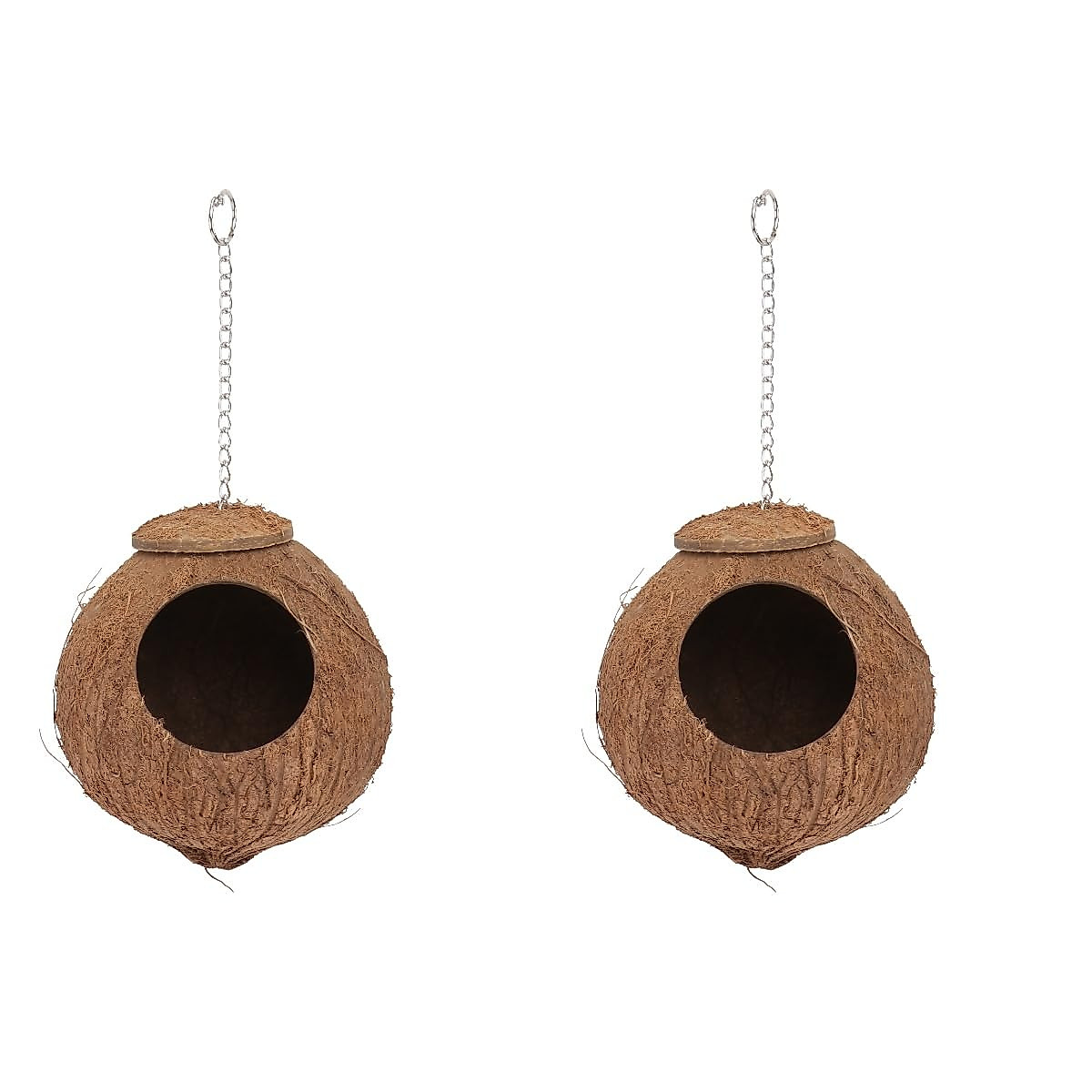 balacoo 2pcs Coconut Parakeet Nesting Box - Hanging Bird Nest Hut Natural Coconut Birdhouse Cage, Bird Hideout, Breeding Nest for Parrot Parakeet and Small Birds