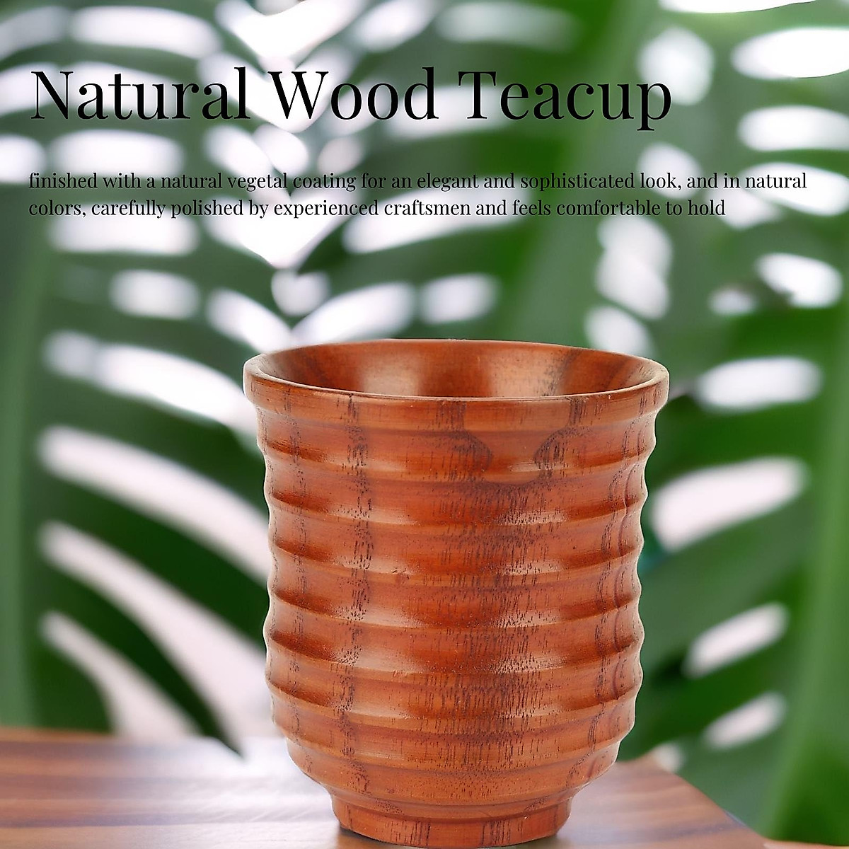 Wooden Tea Cup, Natural Solid Wood Tea Cup Japanese Zen Style Teacup Wooden Teacups Coffee Mug Wine Mug Classical Beer Mug Small Tea Cups Drinking Cup for Drinking Tea Coffee Wine Beer, Pack of 2