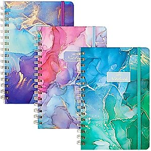 EOOUT 3 Pack A5 Spiral Notebook, Hardcover Spiral Journal, 5.5"x8.3", 80 Sheets College Ruled, for School Office Home Gifts
