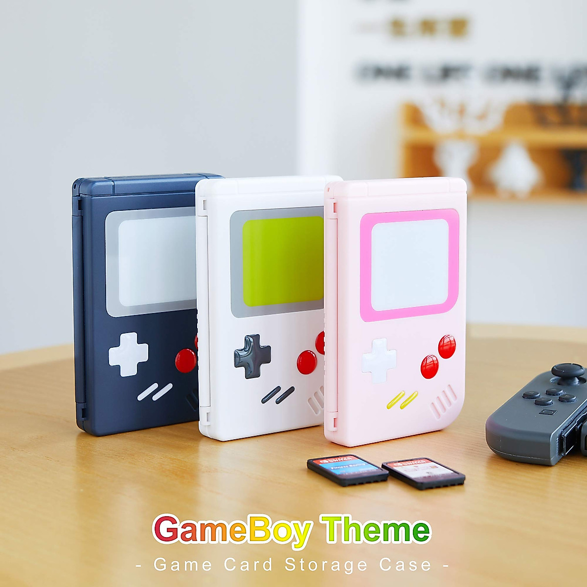 Game Card Case for Nintendo Switch (2019 & 2021 OLED),Nintendo Switch Lite,10 Game Cards & 10 Memory SD Cards Strorage Holder, Gameboy Portable Slim/Small Size Case Blue