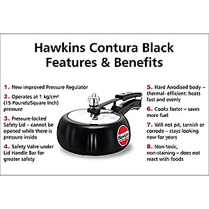 Hawkins Contura Hard Anodised Pressure Cooker 2 Liters Black