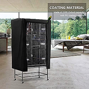 WINOMO Universal Bird Cage Cover Washable Good Night Birdcage Cover Easy to Put On, Take Off Pet Cage Cover(Black)