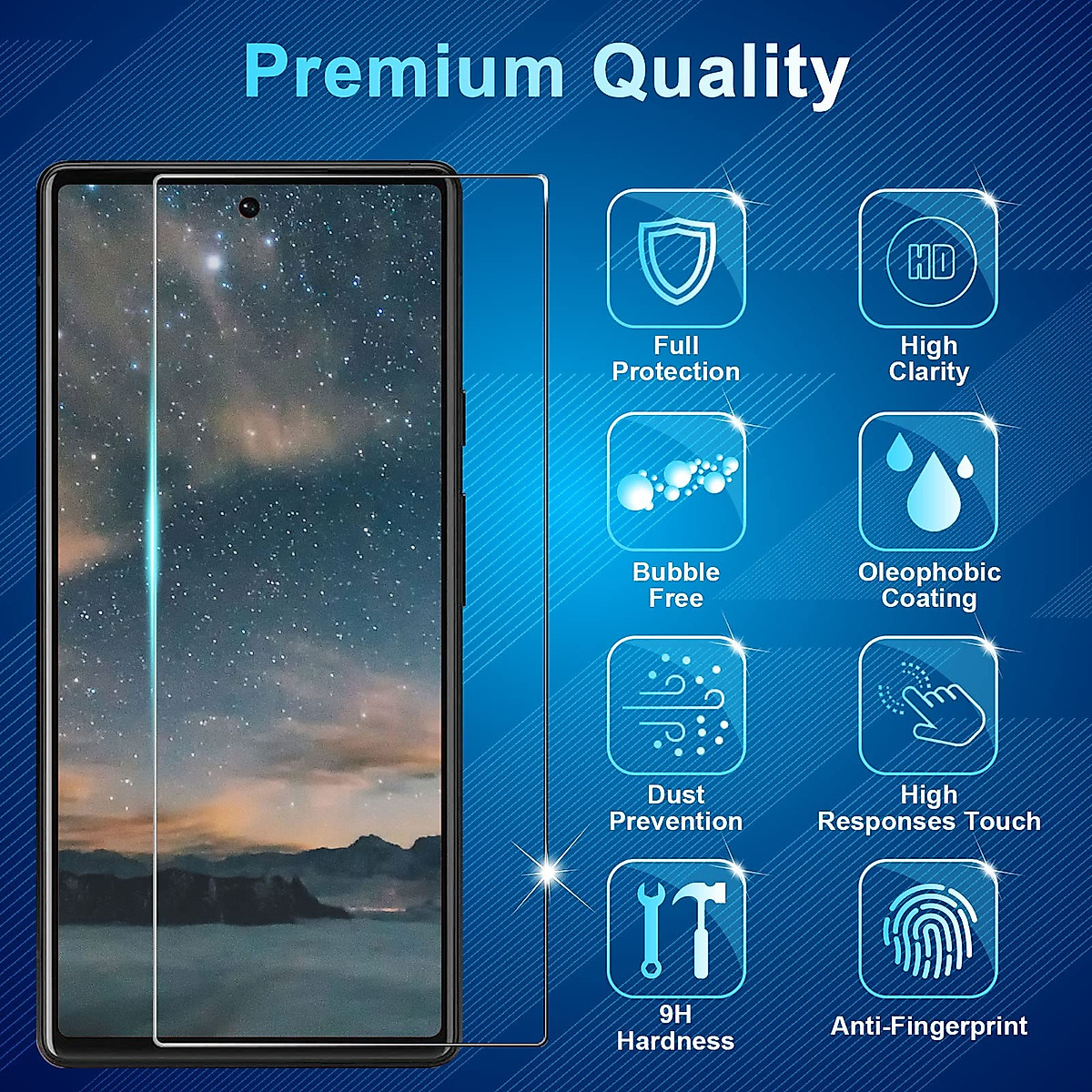 Pixel 6 Screen Protector [2+2 Pack] Camera Lens Protector, Fingerprint Unlock Support, HD Tempered Glass, for Google Pixel 6 5G Glass Screen Protector