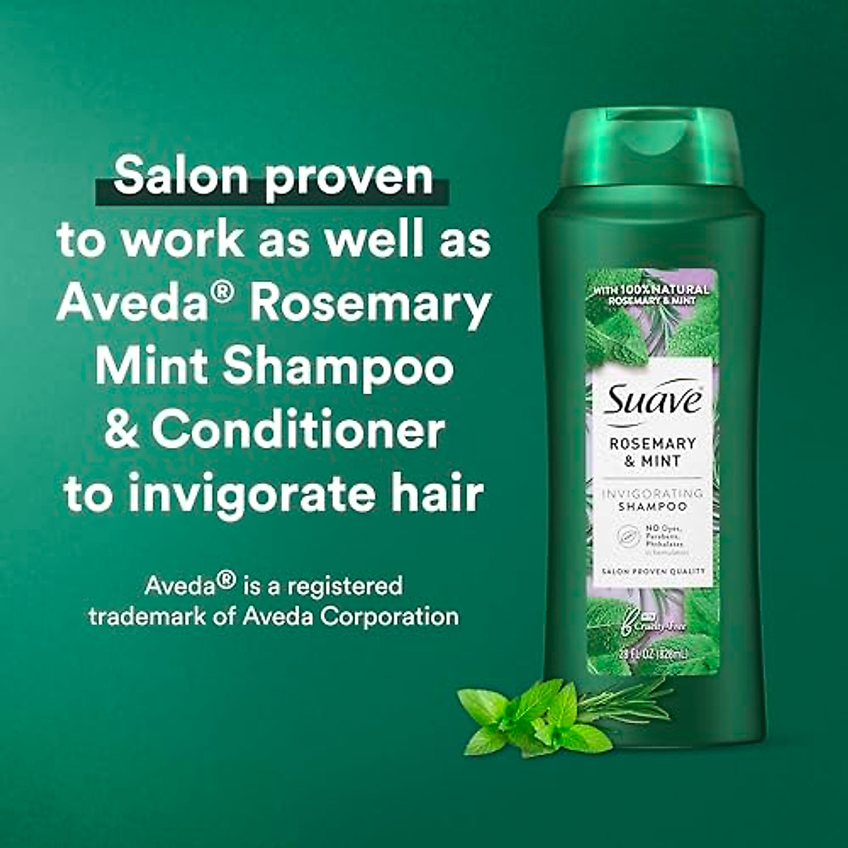 Suave Professionals Invigorating Shampoo for Dry and Damaged Hair Rosemary and Mint Paraben free and Dye free Hair 28 fl oz