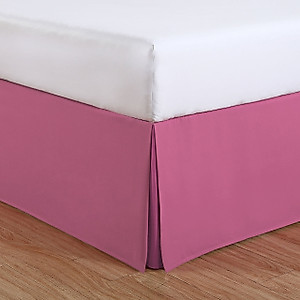 Fresh Ideas Kids Twin Bed Skirt - Lux Hotel Tailored Microfiber Bedskirt, Classic 14" Drop Length – Pink