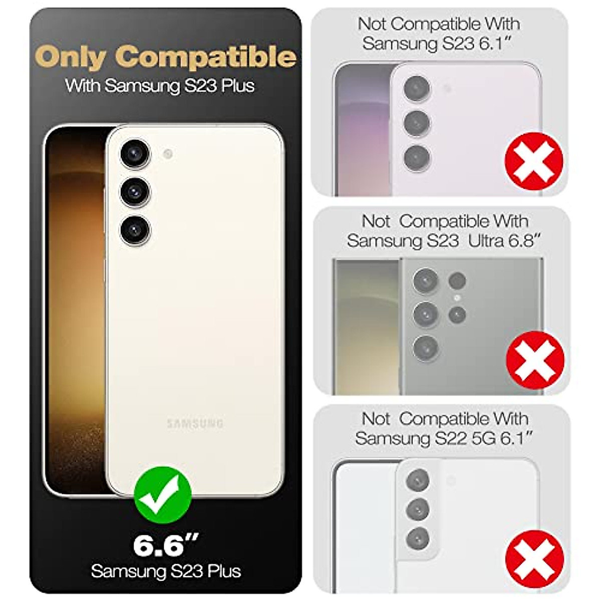 Dexnor Full Body Case for Samsung Galaxy S23 Plus 5G/6.6 inches,[Extra Front Frame] Heavy Duty Military Grade Protection Built-in Screen Protector and Kickstand for Samsung S23 Plus 5G,Black