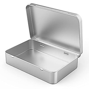 Axe Sickle 4 Pack Tin Box Containers 3.7 x 2.4 x 0.8 Inch Metal Tins Storage Box with Hinge Lids, for Home Storage, Outdoor Active Storage Containers, Home Organizer Small Tins, Silver
