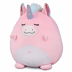 Marsjoy 8" Pink Unicorn Plush Pillow Toy Squishy Stuffed Animal Plushie Pillow Cute Unicorn Huggable Toy Kawaii Soft Cushion for Girl Kid Children's Day Birthdays Christmas