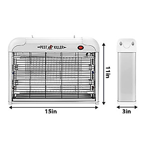 Indoor Electric Bug Zapper, 2800V Powerful Flying Insect Mosquito Killer w/ 20W Blue Light Attract, Plug-in Pest Control Machine for Moth, Fruit Fly, Fungus Gnat, Garage Bug Catcher/Eliminator/Trap