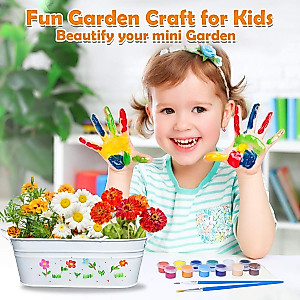 Paint & Plant Flower Kids Gardening Kit - Kids Plant Growing Kit for Girls Boys Ages 4 5 6 7 8 9 10 - STEM Arts & Crafts Kid Garden Set - Grow Your Own Zinnia, Marigold & Daisy Flowers Set