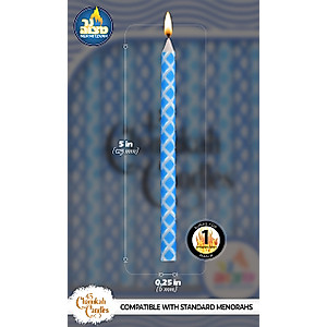 Dripless Chanukah Candles Standard Size - Diamond Etched Blue & White Hanukkah Candles Fits Most Menorahs - Premium Quality Wax - 45 Count for All 8 Nights of Hanukkah - by Ner Mitzvah
