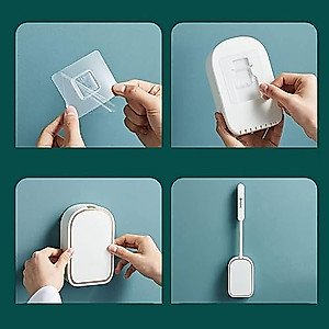 SAAKO Toilet Brush Silicone Toilet Bowl Brush and Holder with Plastic Handle Brush Toilet Cleaner Bathroom Cleaning Supplies