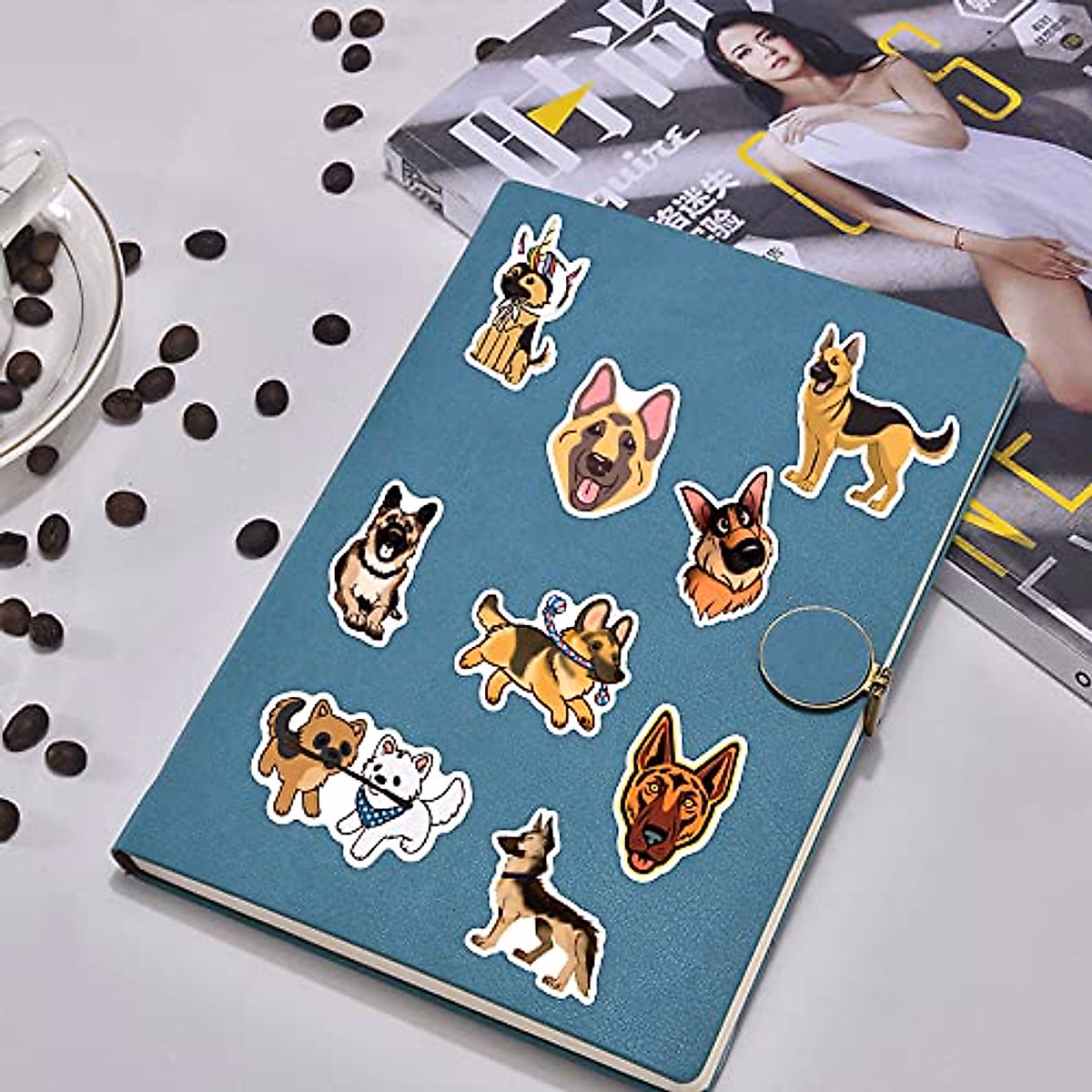 German Shepherd Dog Stickers 100 Pcs Vinyl Stickers for Water Bottles Laptops Phone Skateboard Funny Pet Dogs Decals for Kids Teens Adults (German Shepherd)