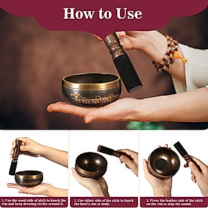 Sovvid Tibetan Singing Bowl Set - 4inch Meditation Sound Bowl Handcrafted in Nepal for Healing and Mindfulness Unique Large Sound Bowl with Dual End Striker and Cushion Relaxation Gifts for Women Men