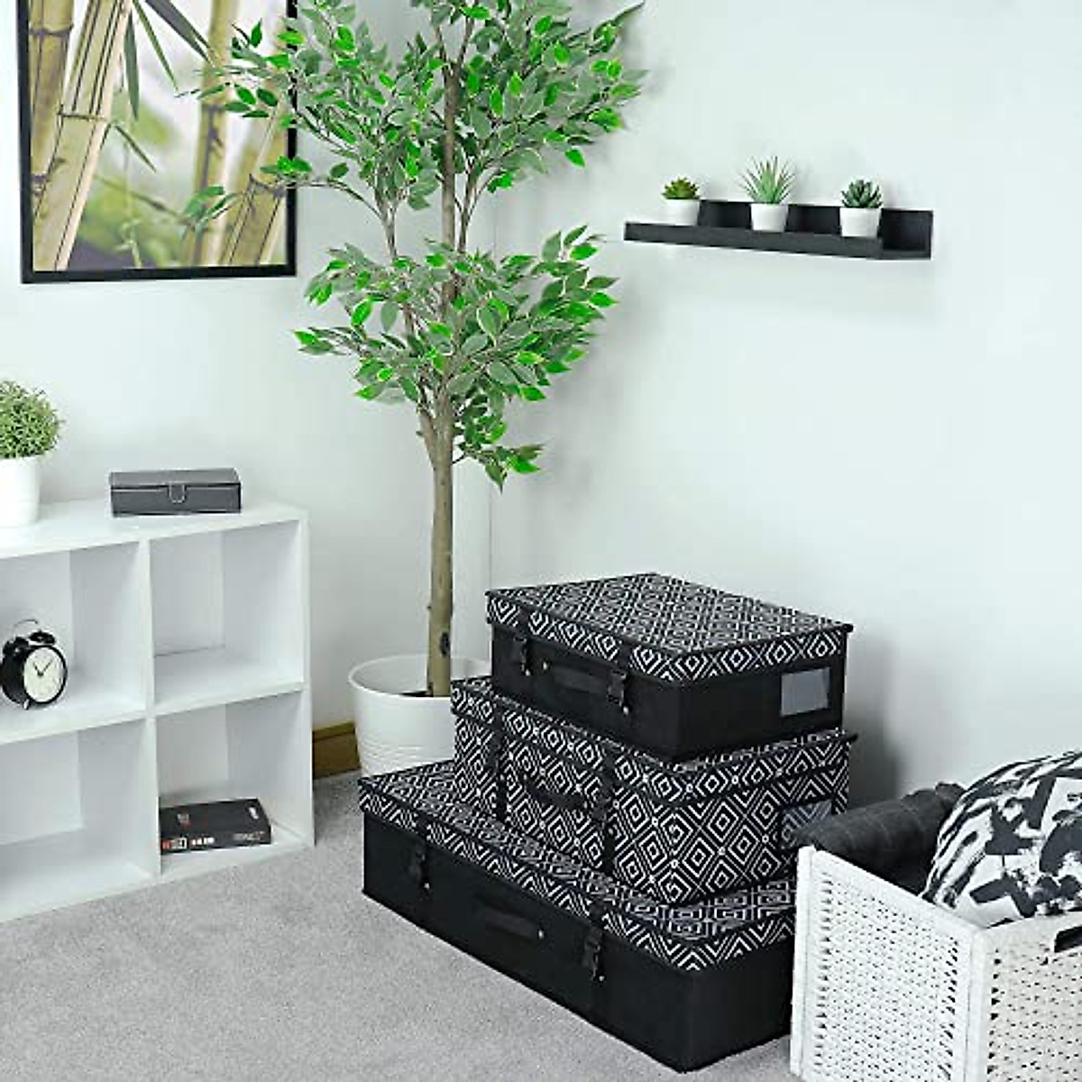 HANGERWORLD - Large Black & White Diamond Pattern Bridal Dress Storage Box with Lid