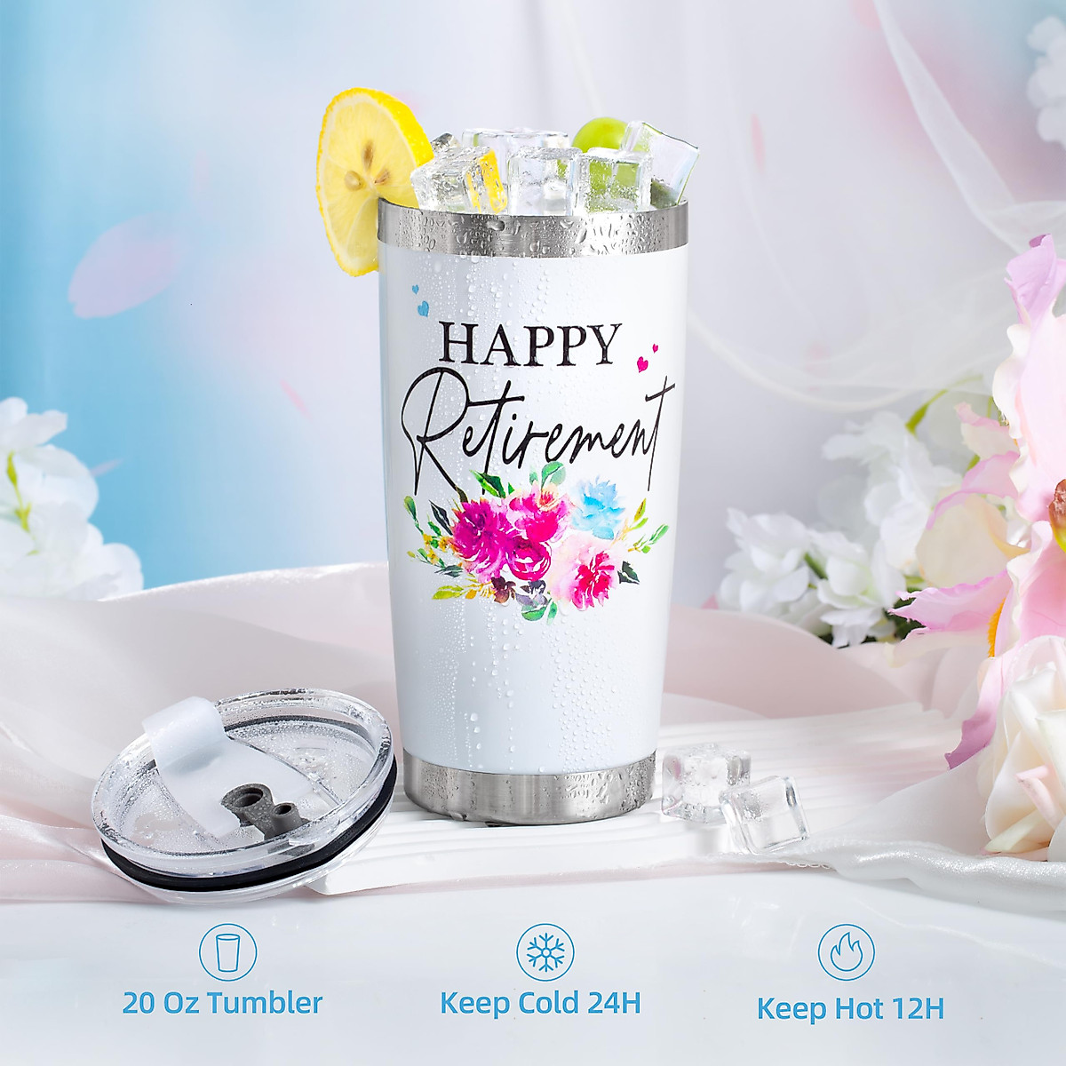 Retirement Gifts for Women 2024-Happy Retirement Gifts for Retirees，Teachers，Coworker，Nurses，Mom，Grandma，Unique Retired 20OZ Tumbler Gifts Ideas for Coworkers Office & Family