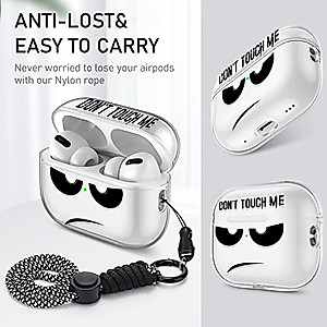 Youtec for Airpods Pro 2nd Generation Case 2022,Clear Don't Touch Me for Airpods Pro 2 Cover with Keychain/Lanyard Soft Cute Shockproof Cover for Women Men Compatible Apple AirPod Pro 2,Clear