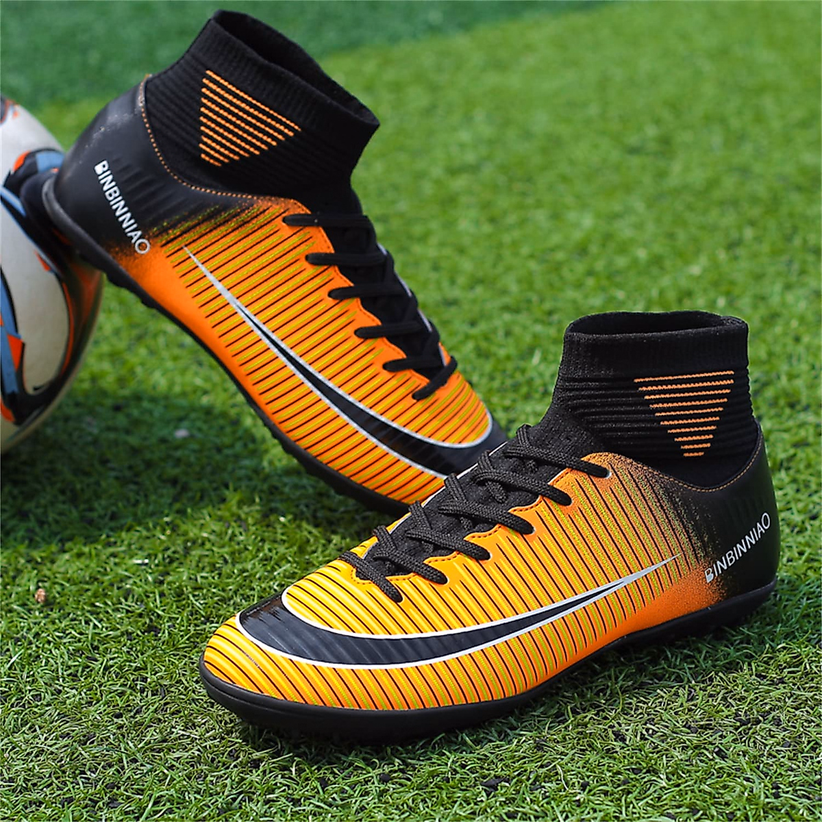 MDPCX Unisex Competitive Football Shoes Indoor and Outdoor Football Shoes Lawn Mundial Team Non-Slip Running Shoes Sports Lightweight Breathable Non-Slip Shock-Absorbing Shoes.