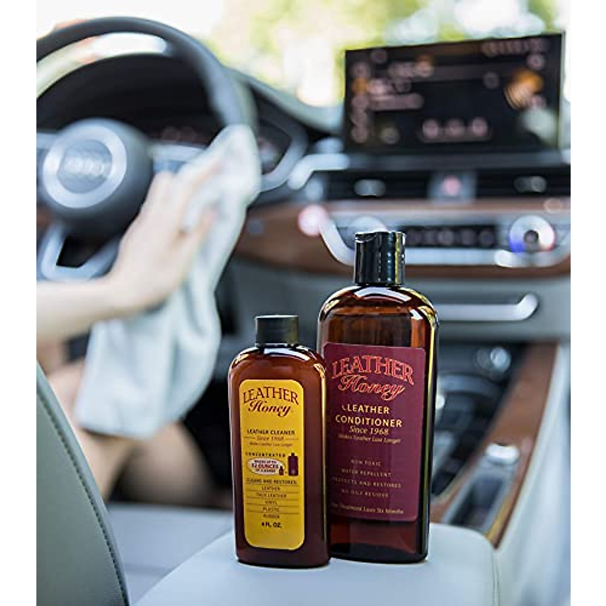Leather Honey Complete Leather Care Kit Including 8 oz Cleaner and 16 oz Conditioner for use on Leather Apparel, Furniture, Auto Interiors, Shoes, Bags and Accessories
