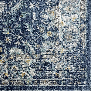 LUXE WEAVERS Euston Collection 8060 Blue 8x10 Modern Oriental Area Rug