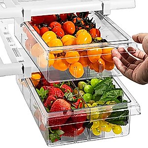 Sorbus Pull Out Fridge Drawer - Attachable Deli Drawer - Adjustable Refrigerator Storage Bin - Clear Plastic Kitchen Accessories