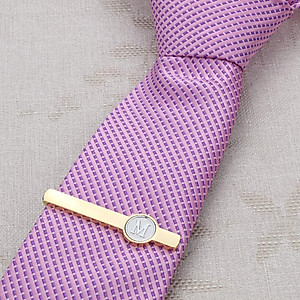 GWD Mens Cufflinks Tie clips set Set Shirt Classic Initials Alphabet A-Z Gift Box ((Cufflinks Tie Clip Set) M)