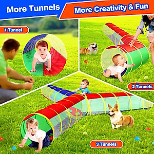 Hoohtoot Kids Crawl Through Play Tunnel, Pop Up Baby Play Tunnel for Toddlers, Game Toy Play Tent for Girl or Dog Cat Pet Tunnel