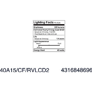 GE Lighting 043168486965 48696 40-Watt Bulbs, Medium Base for Ceiling Fan A15, 2-Pack, 2 Count (Pack of 1), Reveal Clear