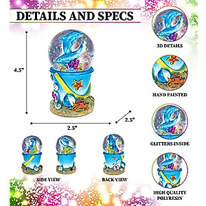 COTA Global Dolphin Sand Bucket Snow Globe - Water Globe Figurine with Sparkling Glitter, Collectible Novelty Ornament for Home Decor, for Birthdays, Christmas, and Valentine's - 65mm