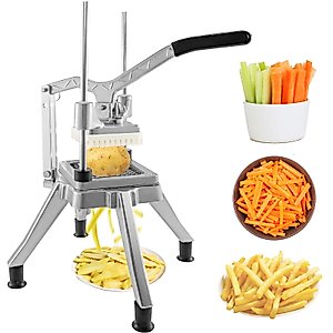 VEVOR Commercial Vegetable Fruit Chopper 1/2″ Blade Heavy Duty Professional Food Dicer Kattex French Fry Cutter Onion Slicer Stainless Steel for Tomato Peppers Potato Mushroom, Sliver