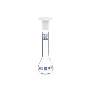 Eisco Volumetric Flask, 10mL - Class A - Borosilicate Glass, Polyethylene Stopper, 10/19 Socket - QR Code Marking for Calibration Certificate