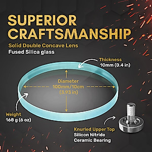 Bruce Charles Designs - Schulte Stainless Steel Metal Spinning Top & Glass Spinning Top Base Starter Set, Mental Focus, Spinning Toy with Glass Top Set, Desk Toys for Office