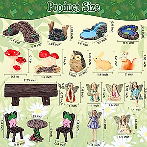 19 Pcs Fairy Garden Accessories Christmas Fairy Garden Kit Garden Miniatures Fairies Fairy Garden Animals Cute Tiny Mushrooms Mini Pond Bridge Figurines Miniature Figurines Micro Landscape Ornaments