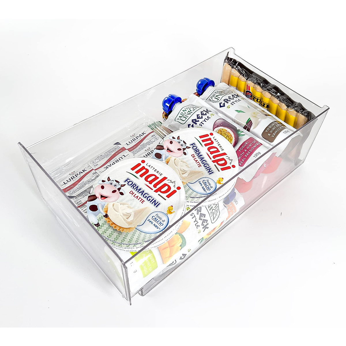 GREENTEC Pull Out Freezer Drawer, Stackable Refrigerator Organizer Drawer, Organizing Bin, Clear Storage Container for Food, Kitchen, Closet, BPA Free, XL