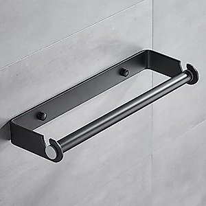 YOTWENK Paper Towel Holder Under Cabinet for Kitchen,Wall Mount Paper Towel Holder Paper Roll Holder,Self Adhesive or Screw Mounting Paper Towel Holder Wall Mount for Kitchen, Pantry (Black)