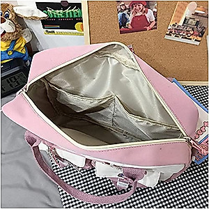 ZHHUIZ 3 in 1 Kawaii School Backpack with Pins, Cute Crossbody Rucksack School Bag for Girls Teen, Lovely Bookbag Shoulders Bag (Green), 12.2x3.1x10.2 inch