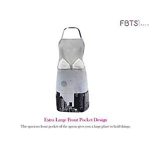 FBTS Basic Pack of 3 Adjustable Aprons for Women and Men, Water Resistant Aprons with 2 Pockets for Kitchen Cooking Baking Housework BBQ Drawing