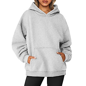 AUTOMET Hoodies for Women Oversized Sweatshirts Cute Long Sleeve Shirts Sweaters Fleece Loose Casual Pullover Fall Clothes Y2k Fashion with Pockets 2024 Grey