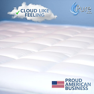 Pure Brands Queen Mattress Topper and Pad Cover Extra Thick Luxury Down Alternative Pillow Top Cooling Bed Topper Ultra Plush and Hypoallergenic Mattress Protector 18 Inch Deep Pocket
